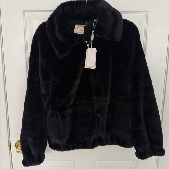 Elie Tahari | Jackets & Coats | Elie Tahari Black Faux Fur Bomber ...